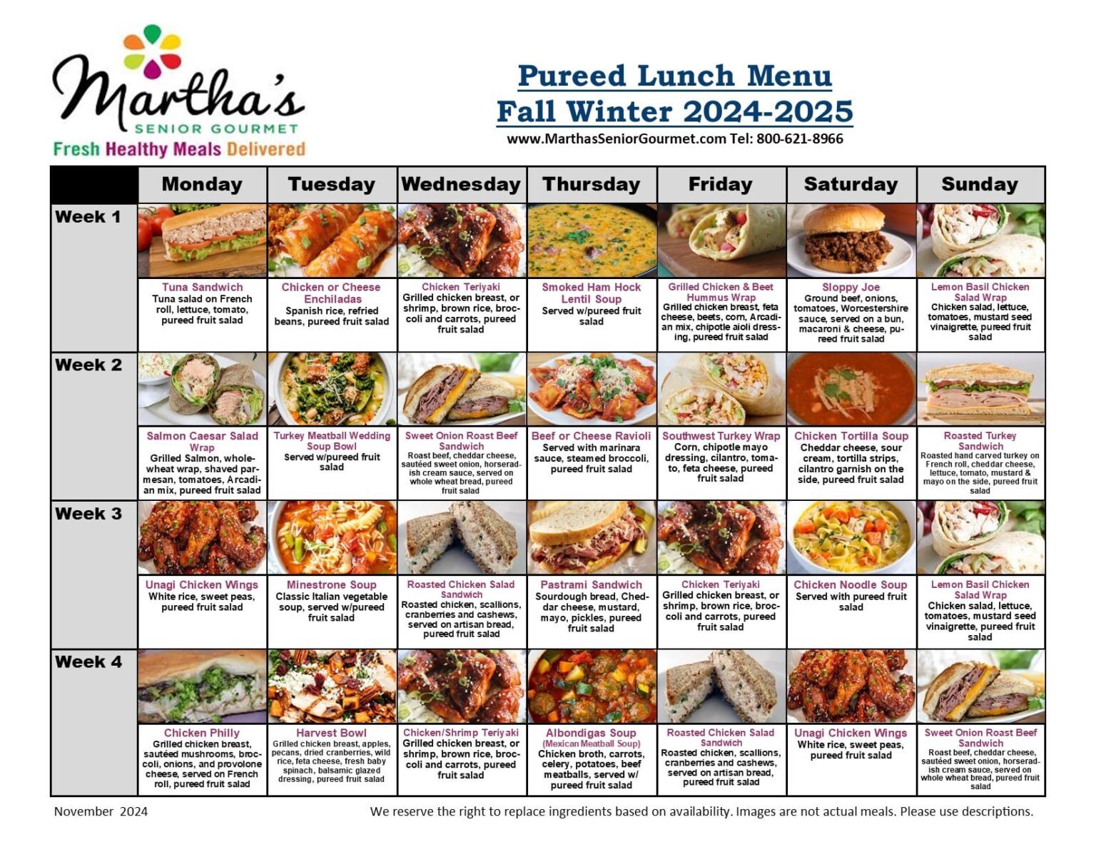 Pureed Plan – Marthas Senior Gourmet